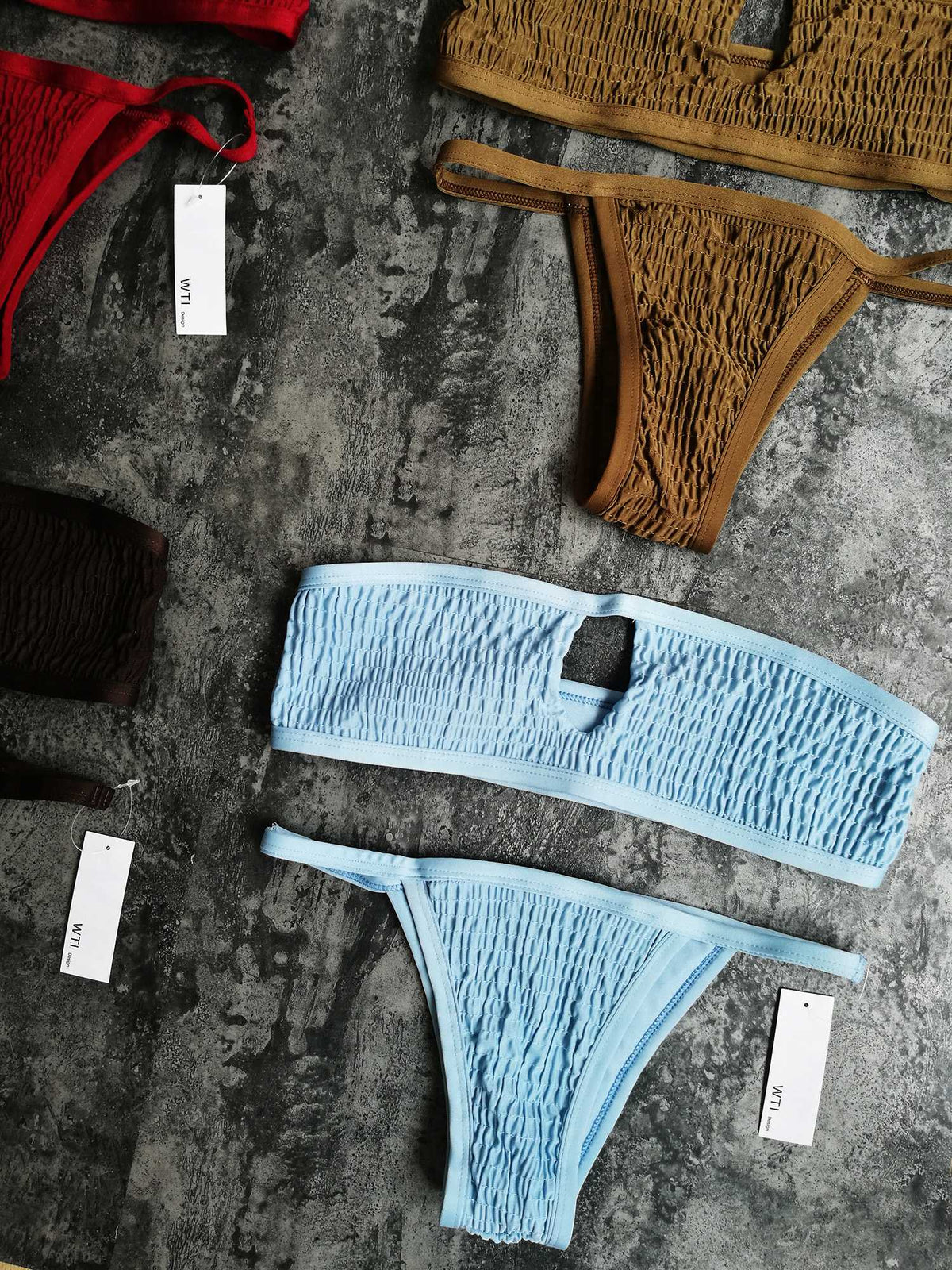 Cute Scrunch Front Cut Bandeaux Bikini Set – W.T.I. Design